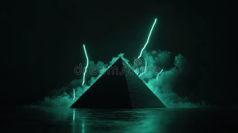 A Pyramid with Lightning Bolts on Top. Stock Image - Image of dark ...