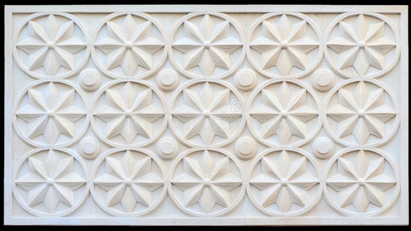 Ornate Geometric Pattern in White Stone. Stock Photo - Image of design ...