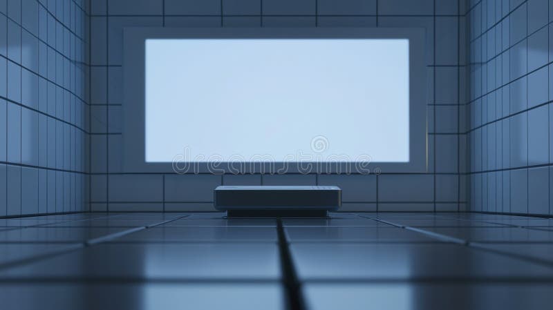 A Projector Sits in the Middle of a Room with a Large Screen. Stock ...