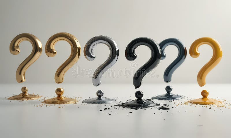 Six Question Marks in Various Colors (gold, Black, Silver, and Gold ...