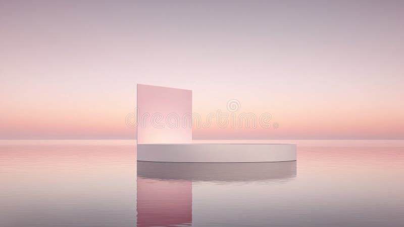 A White Platform with a Pink Wall on One Side Sits in a Calm Body of ...