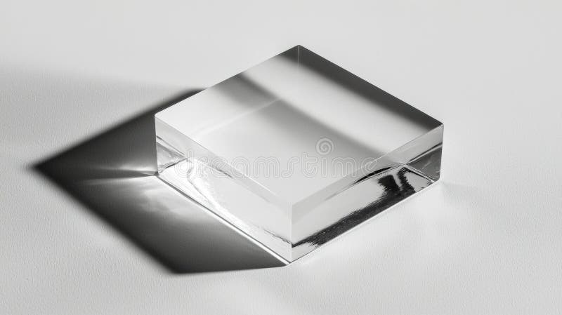 A Cube of Clear Glass Sits on a White Surface. Stock Photo - Image of ...