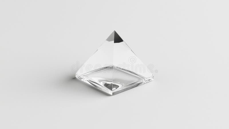 A Clear Glass Pyramid with a Black Base Sits on a White Background ...