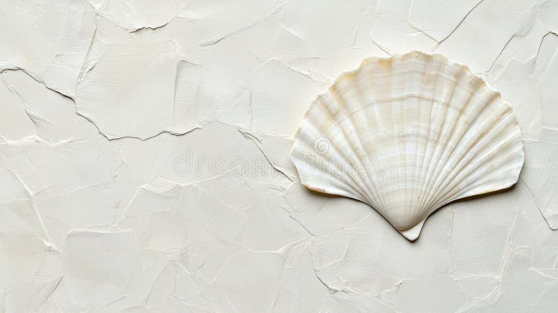 A White Seashell with a Spiral Pattern Rests on a Textured White ...