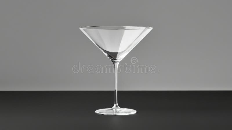 A Martini Glass with a Clear Stem and a Wide Bowl Sits on a Black ...