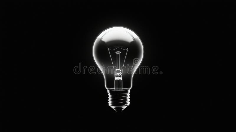 A Single Light Bulb in a Black Background. Stock Photo - Image of ...