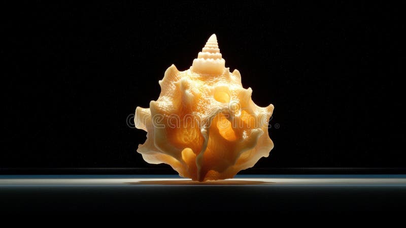 A White Seashell with a Pointed Top and Spiral Pattern Sits on a Black ...