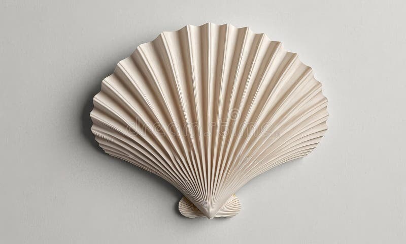 White, Fan-shaped Seashell with Pointed Top and Small Holes is ...