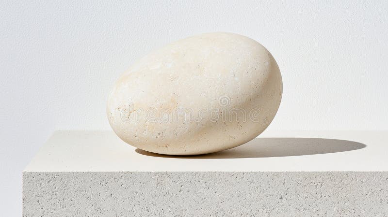 A White Egg-shaped Sculpture Sits on a White Pedestal Against a White ...