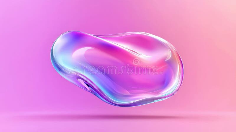 A Shiny, Translucent, and Colorful Blob Floats in a Pink Gradient ...