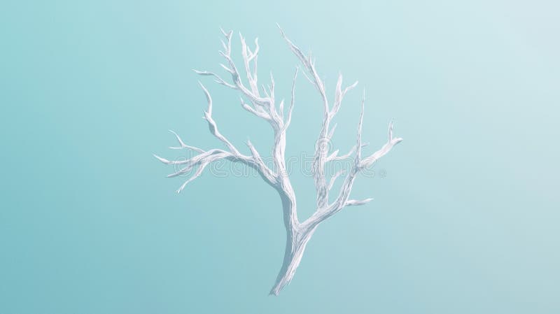 A White Tree with No Leaves Against a Light Blue Background. Stock ...