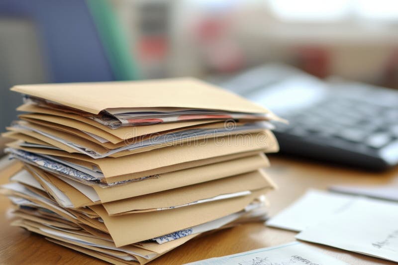 This Image Presents a Stack of Envelopes, Seemingly Filled with Documents or Correspondence the ...
