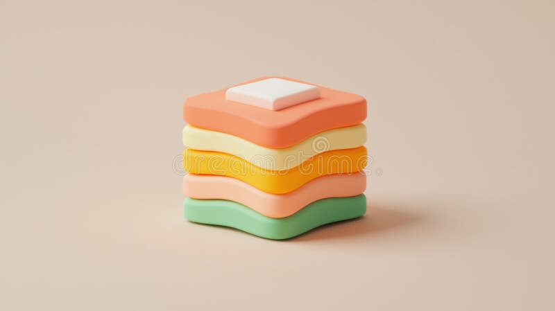 A Stack of Colorful, Wavy, Cube-shaped Objects. Stock Image - Image of ...