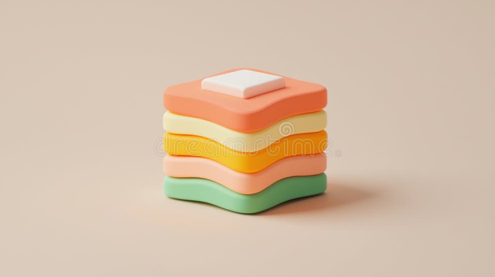 A Stack of Colorful, Wavy, Cube-shaped Objects. Stock Image - Image of ...
