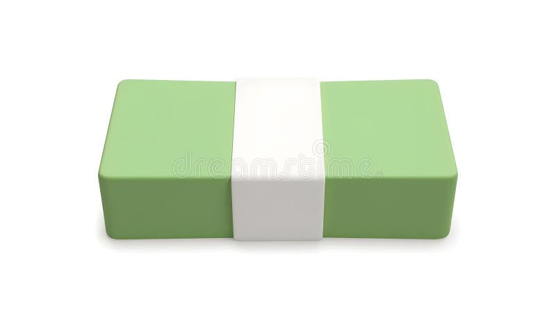 A Green Stack of Blocks, Encircled with a White Band, on a Clean White ...