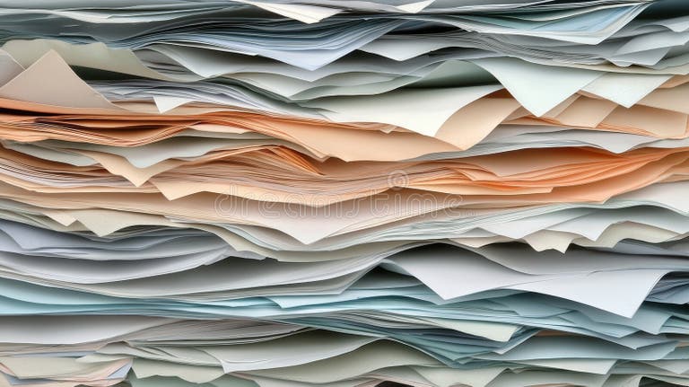 A pile of colorful papers. stock photo. Image of elevated - 388685960