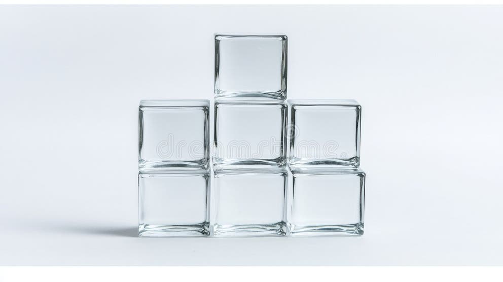 A Stack of Six Clear Glass Blocks. Stock Photo - Image of stark, stack ...