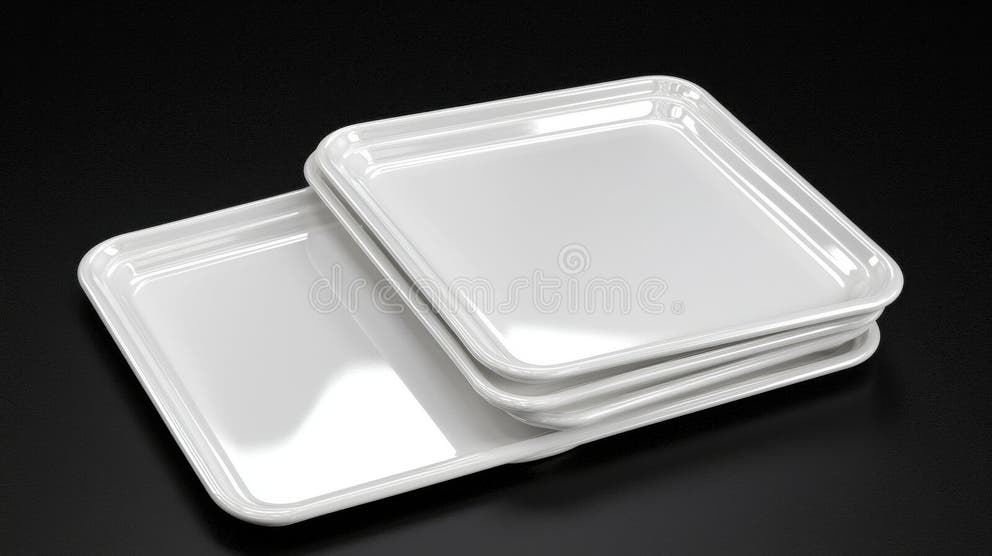 White Square Trays Stacked on Top of Each Other. Stock Photo - Image of ...