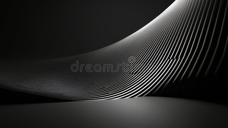 A Black and White Abstract Design with a Curved, Wave-like Pattern ...