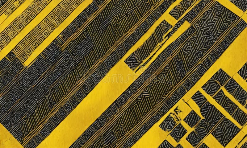 Close-up View Diagonal Pattern Black and Yellow Stripes, with Some ...