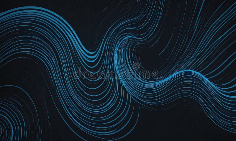 Digital Wavy, Blue-tinted Line Pattern Against Dark Background. Stock ...