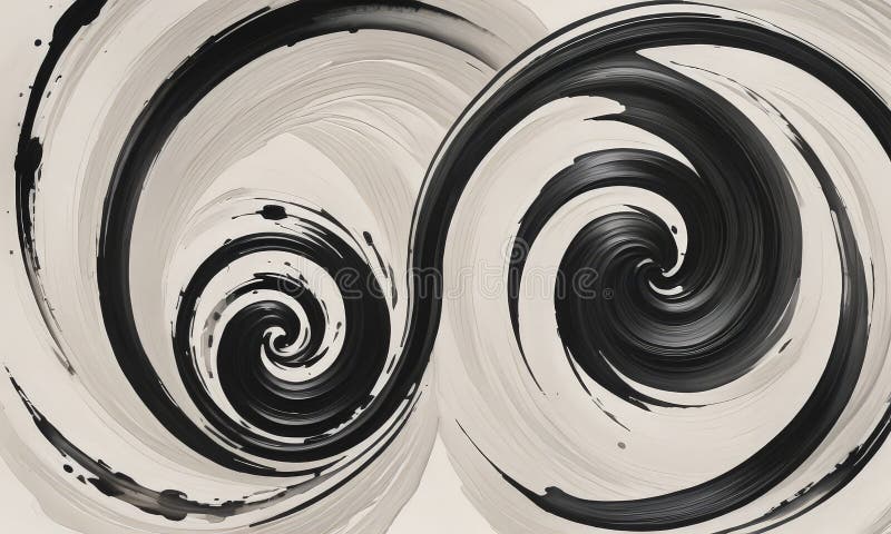 Two Black and White Spiral Patterns Overlap, Creating Sense Depth and ...