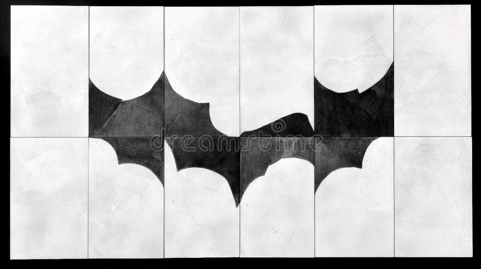 A Black and White Abstract Art Piece Featuring a Bat Silhouette. Stock ...