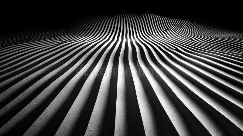 A Black and White Image of a Wave-like Pattern. Stock Photo - Image of ...