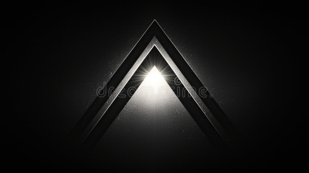 A Black and White Triangle with a Light at the Bottom. Stock Photo ...