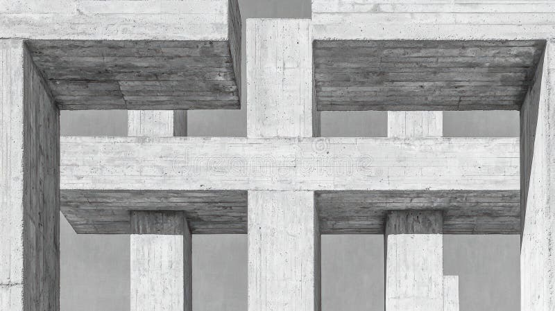 A Black and White Image of a Concrete Structure. Stock Image - Image of ...