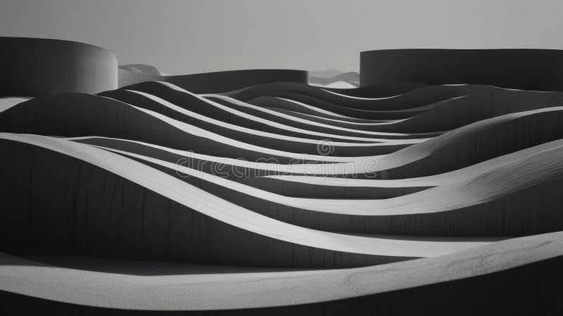 A Black and White Image of a Wave-like Structure. Stock Image - Image ...