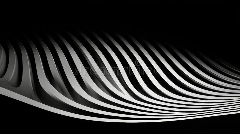 A Black and White Abstract Design Featuring a Series of Curved Lines ...