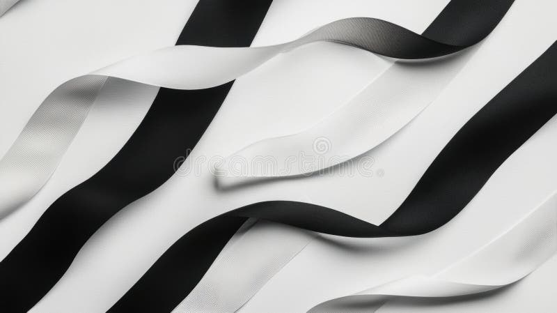 A Collection of Ribbons in Black and White, Arranged in a Diagonal ...