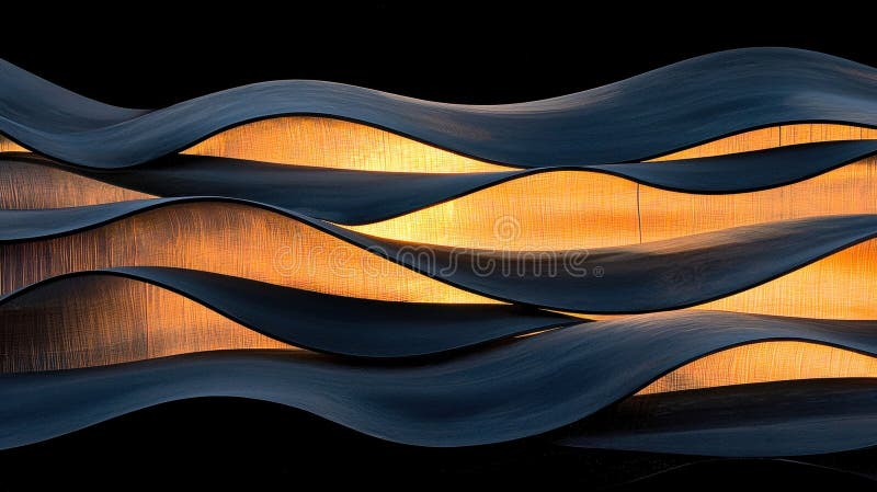 Wave-like Structure Illuminated by Orange Light Stock Photo - Image of ...