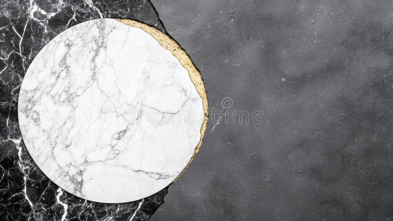A White Marble Circle with a Gold Border. Stock Photo - Image of ...