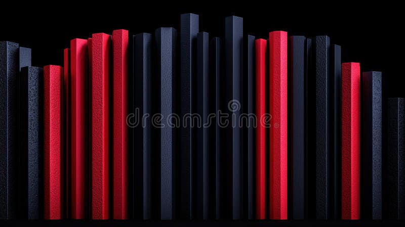 A 3D Rendering of a Series of Vertical Columns, with Alternating Red ...
