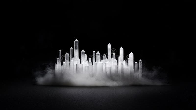 A Cityscape of Tall, Slender, Pointed Buildings Illuminated by a Soft ...