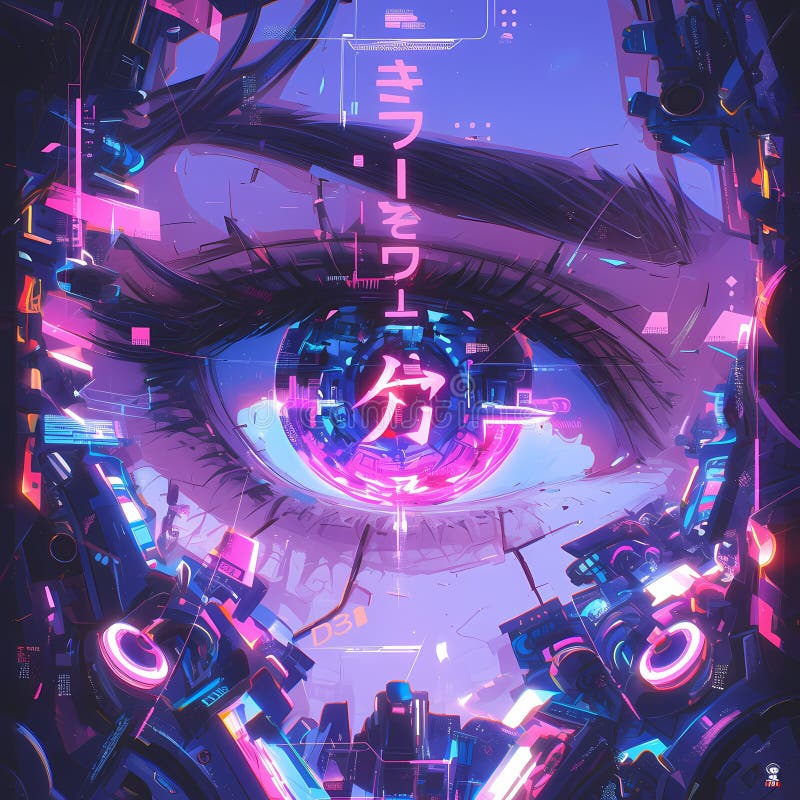Cyberpunk Grid Design stock illustration. Illustration of aesthetic ...