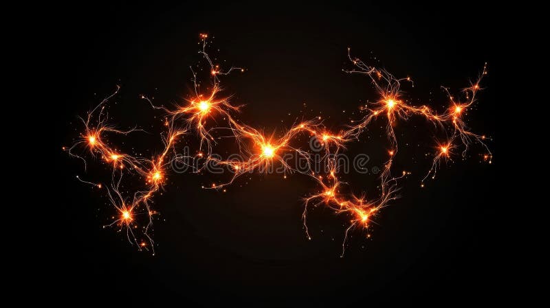 A Digital Illustration of a Network of Orange and Yellow Lines and Dots ...