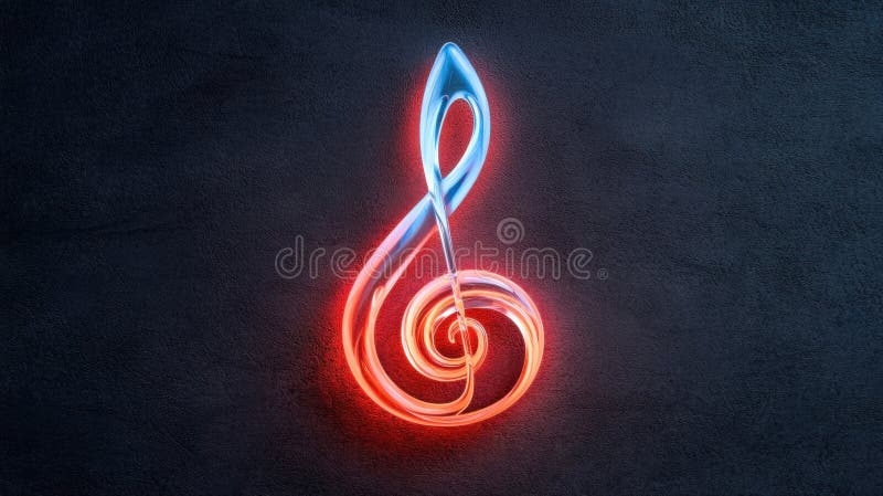 A Glowing, Stylized Musical Note. Stock Image - Image of generated ...