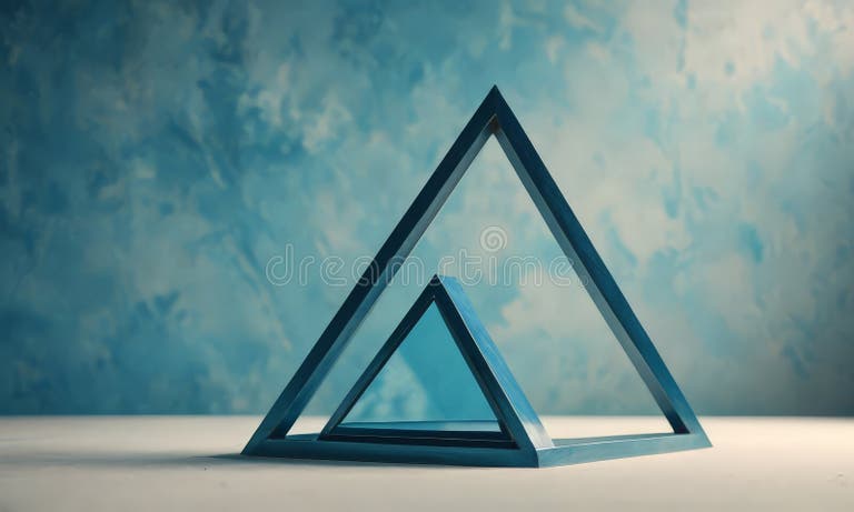 Blue Triangular Sculpture with Smaller Triangle at Its Base is ...