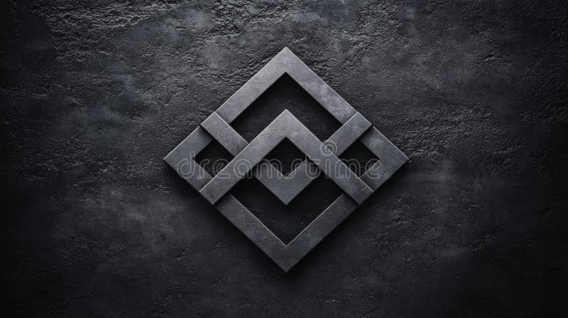 A Dark Gray Metal Logo with a Diamond Shape and Interwoven Lines. Stock ...