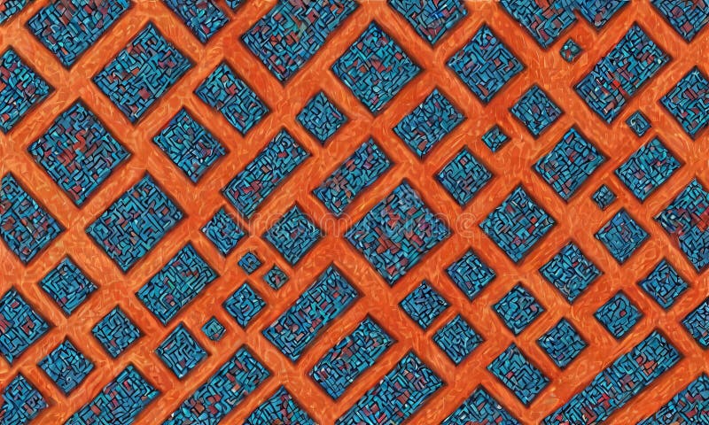 Close-up View Vibrant Abstract Pattern, Featuring Diagonal Grid Blue ...