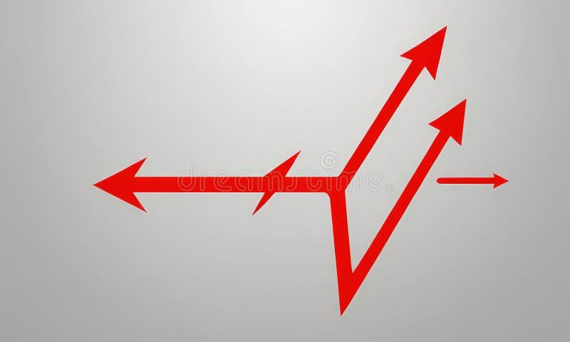 Red Arrow with Two Arrows Pointing in Opposite Directions, Connected by ...