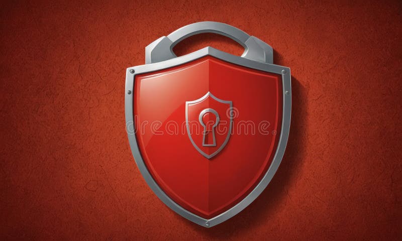 Red Shield with Silver Handle and Keyhole is Displayed Against Red ...