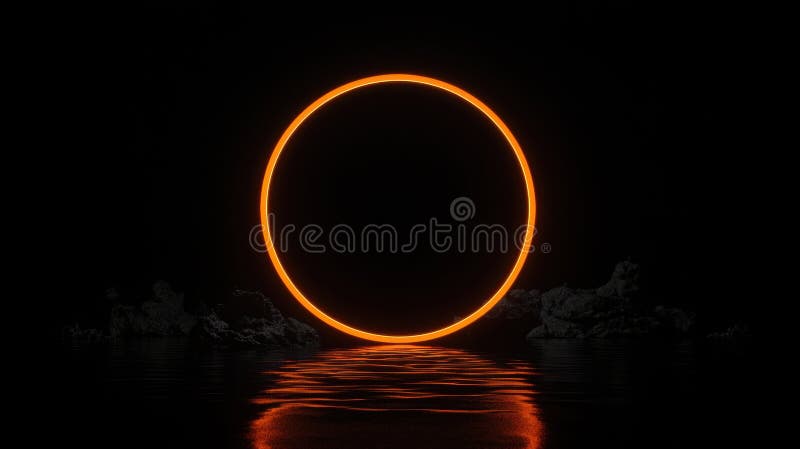A Glowing Orange Circle in the Center of a Black Background. Stock ...