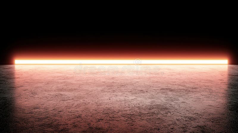 A Long, Bright Light Strip Illuminates a Dark Room. Stock Image - Image ...