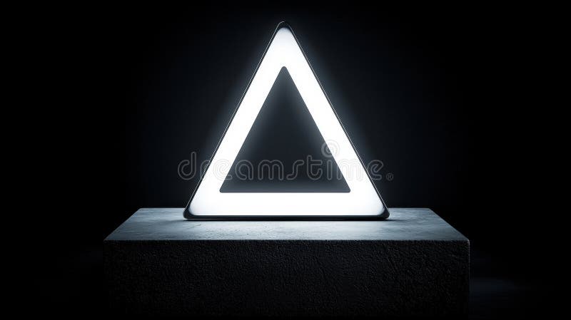 A White Triangle on a Black Pedestal. Stock Image - Image of dark ...