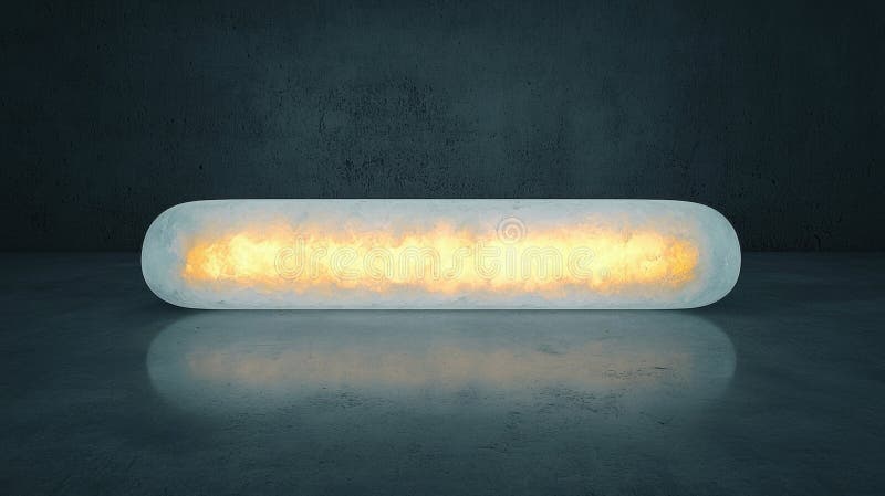 A White Cylinder with a Bright Orange Glow Inside. Stock Photo - Image ...