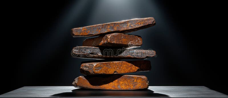 A Stack of Rusted Metal Pieces Against a Black Background. Stock Image ...